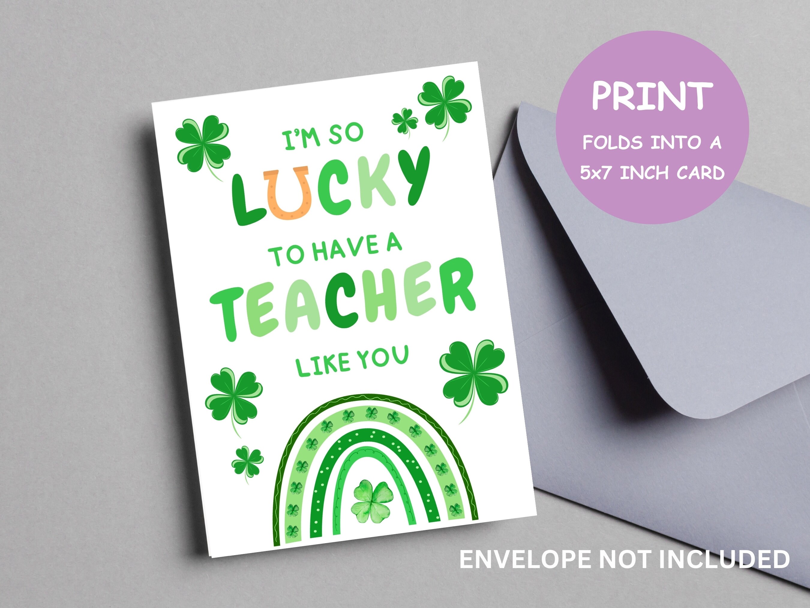 PRINTABLE St. Patrick's Day Coloring Teacher Card, Thank You Teacher ...