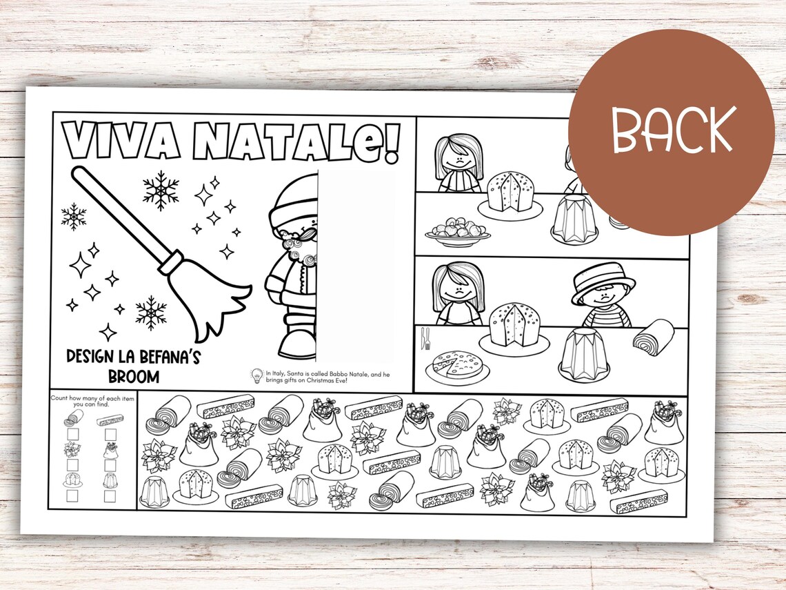 Christmas in Italy Kids Activity Sheet, Printable Coloring, Word Search ...