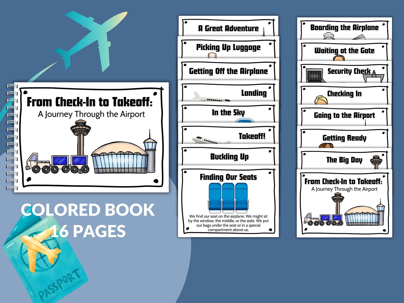 Airport Social Story, Airplane Coloring, Airplane Activity Book, Travel ...