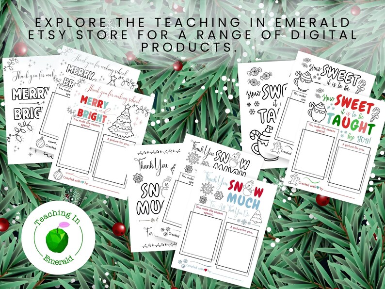 Printable Thank You for Making School Merry and Bright, Teacher ...