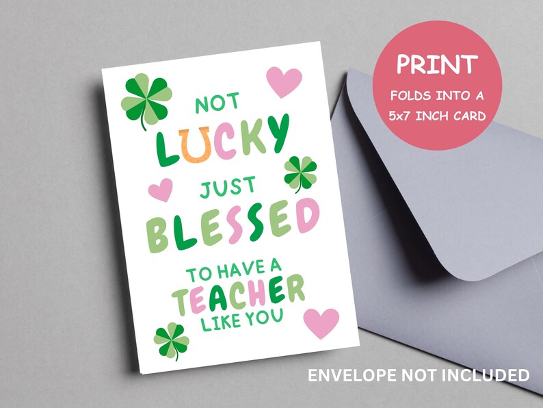 PRINTABLE St. Patrick's Day, Coloring Teacher Card, Thank You Teacher ...