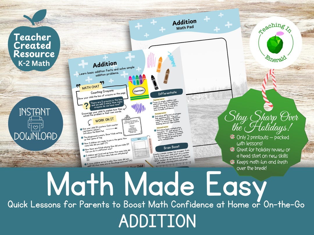 Addition, Printable Math Mini Unit PDF for Parents, On-the-go Math ...