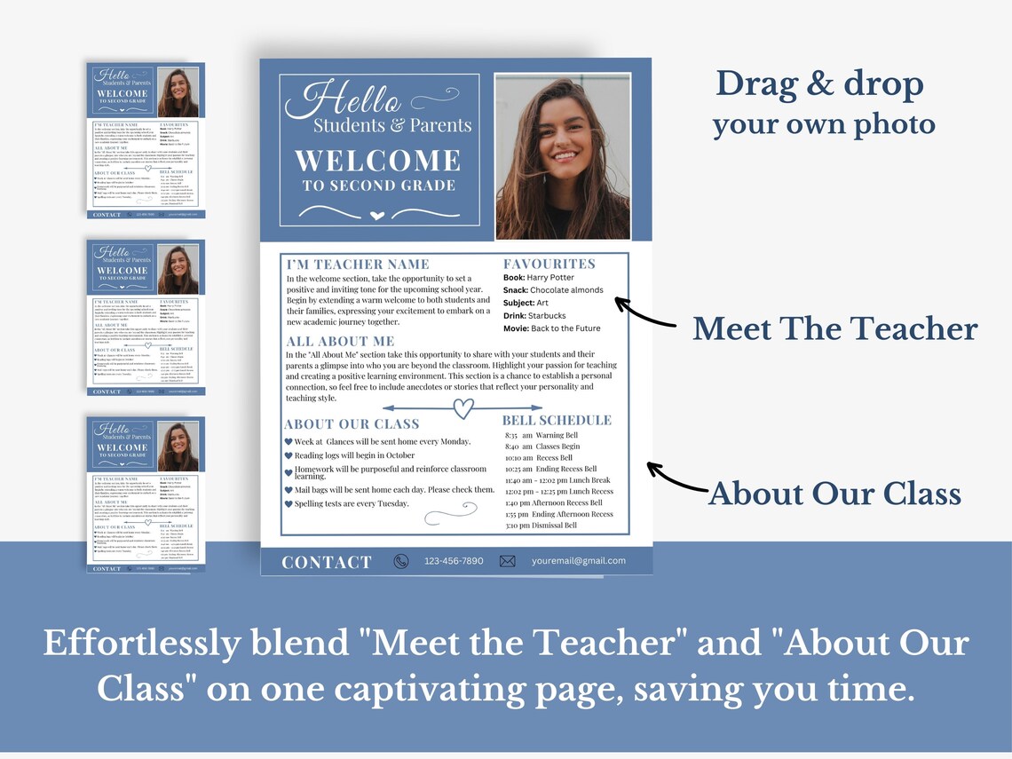 Class Snapshot - One Page Meet the Teacher and Class Overview, Teacher ...