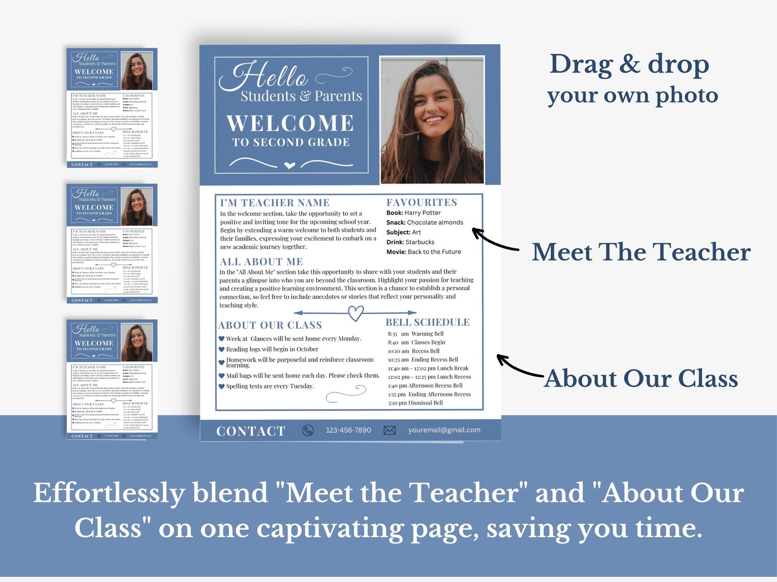 Class Snapshot - One Page Meet the Teacher and Class Overview, Teacher ...