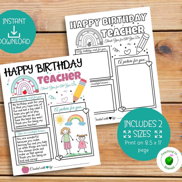Teacher Birthday - Etsy
