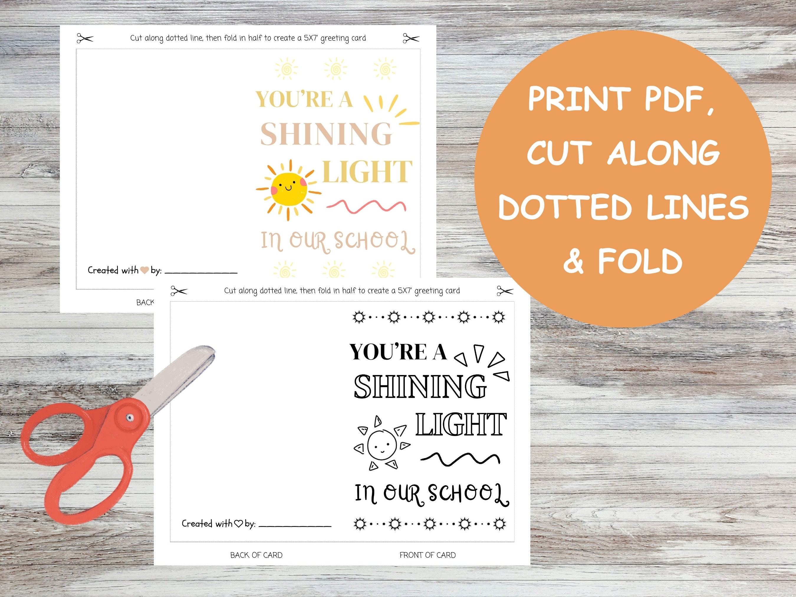 PRINTABLE You're A Shining Light, Coloring Teacher Card, Thank You ...