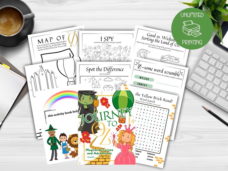 Wizard of Oz Kids Activity Book PDF, Printable Coloring Pages, Wicked ...