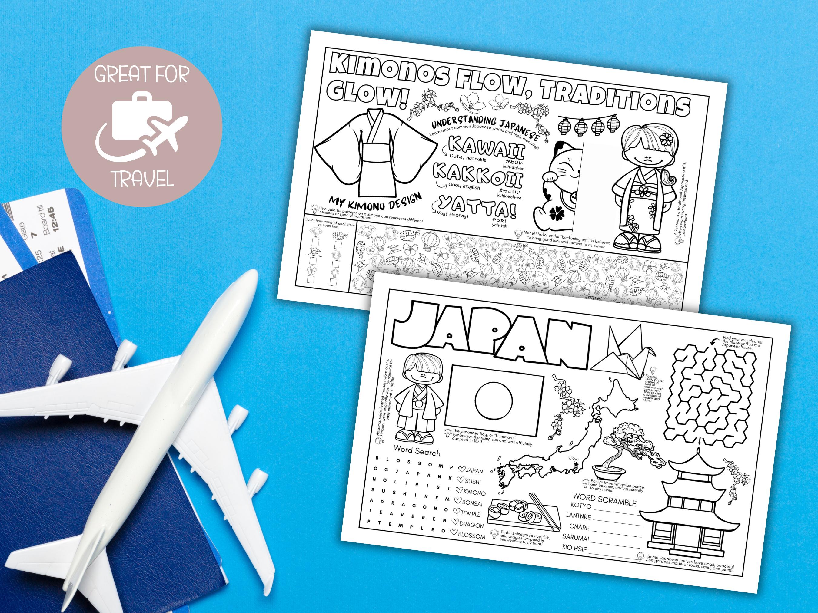 Japan Themed Printable Activity Sheet, Placemat for Kids – Word Search ...