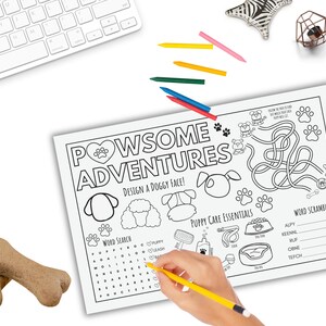 Dog, Puppy, Pet Themed Printable Activity Sheet, Placemat for Kids ...