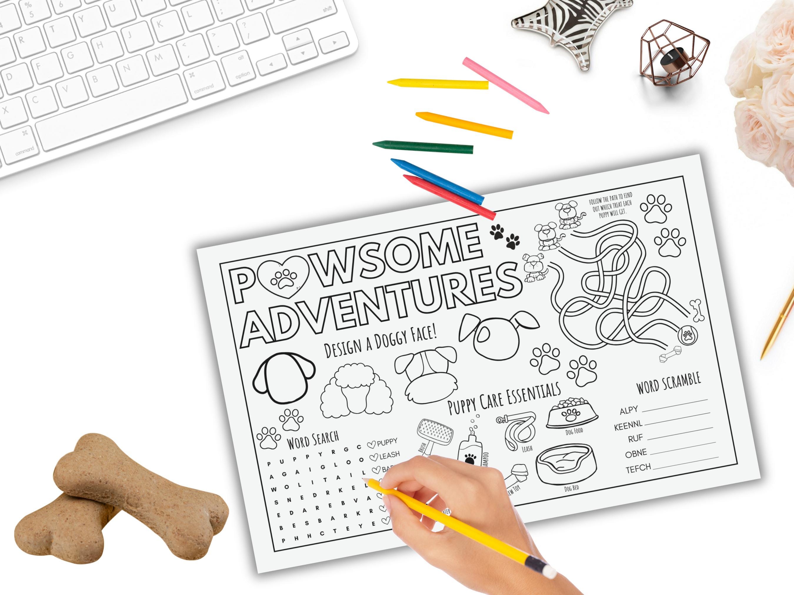 Dog, Puppy, Pet Themed Printable Activity Sheet, Placemat for Kids ...