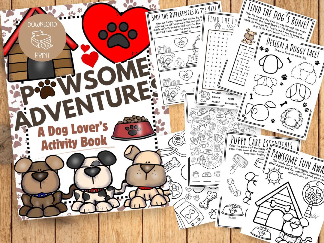 Dog Activity Bundle, Printable Activities for Kids, Dog Coloring ,fun ...