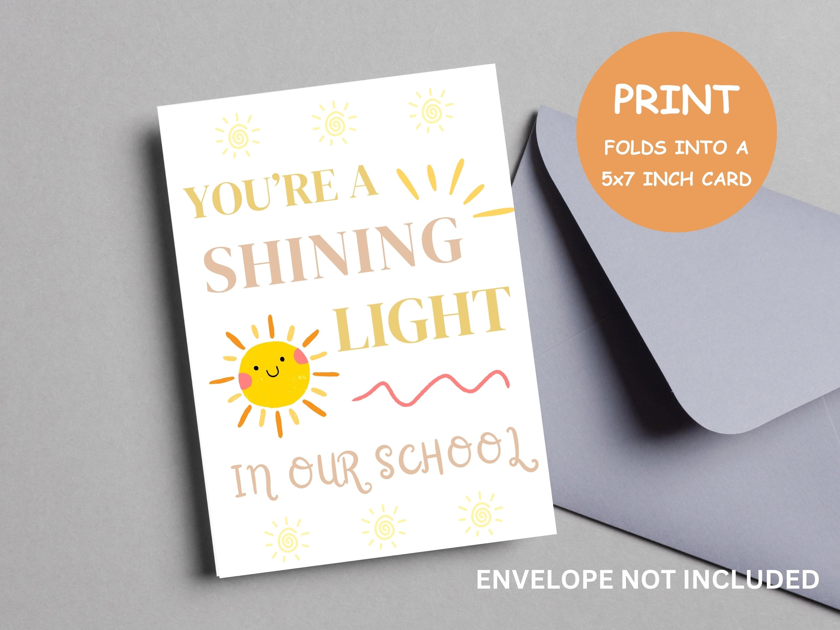 PRINTABLE You're A Shining Light, Coloring Teacher Card, Thank You ...