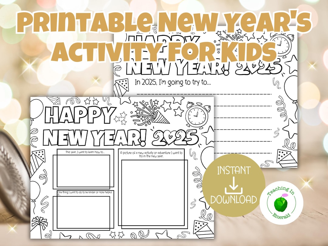 2025 New Year Resolution Writing Activity for Kids, Fun Goal-setting ...