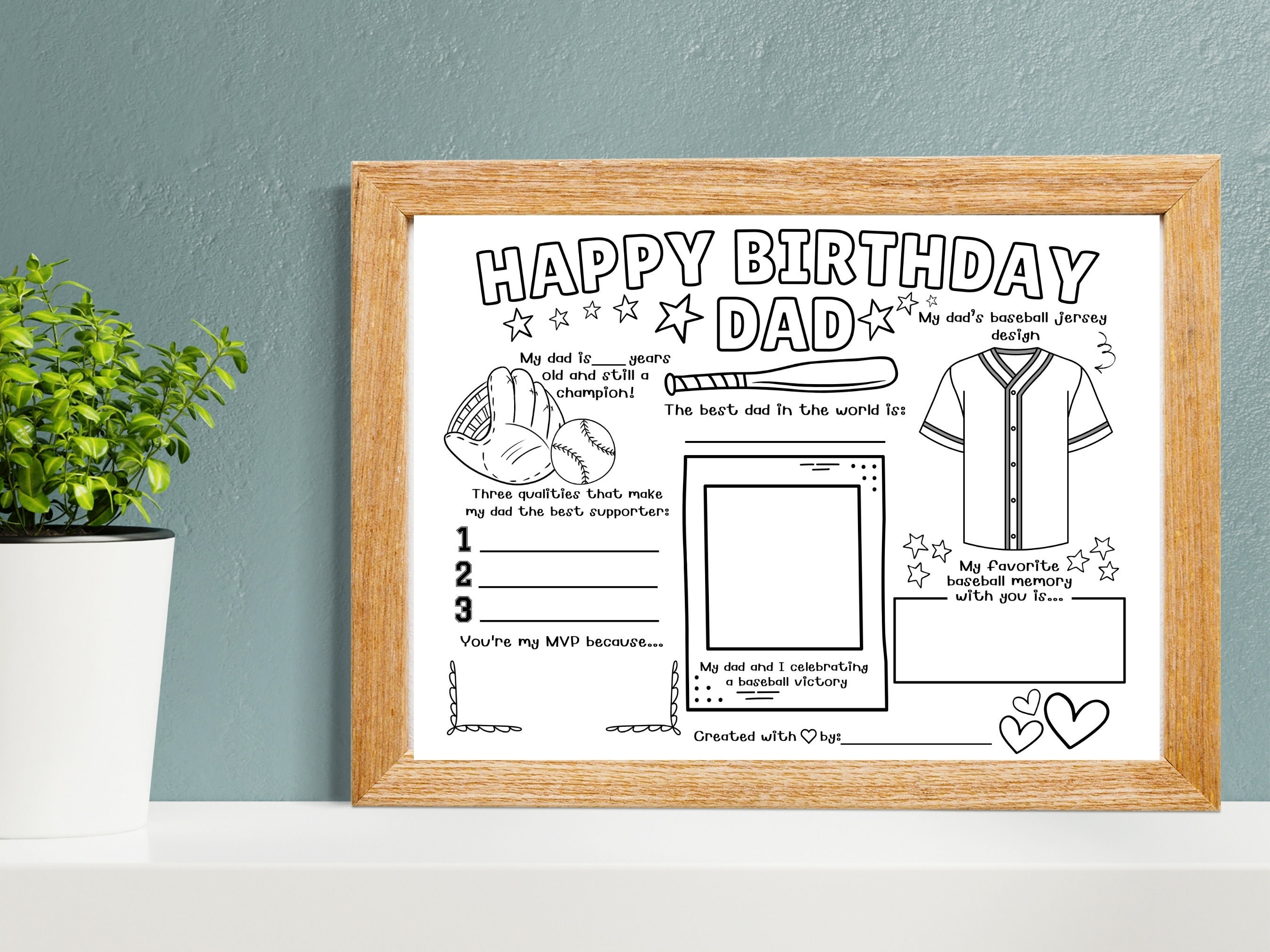Happy Birthday Dad Baseball Coloring Page, Printable All About Dad, Dad ...