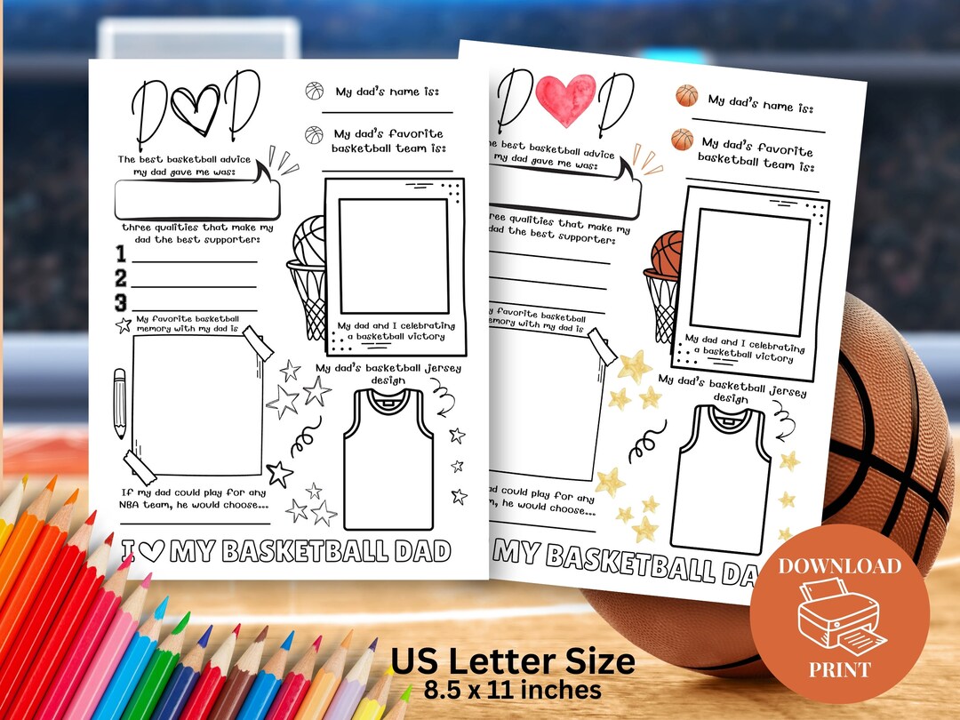 Basketball, All About Dad, Fathers Day Gift, All About My Dad Printable ...