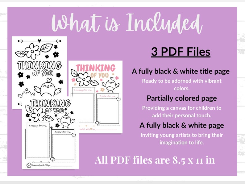 NEW Printable Thinking of You, Printable Coloring Page, Kid Coloring ...