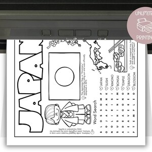 Japan Themed Printable Activity Sheet, Placemat for Kids – Word Search ...
