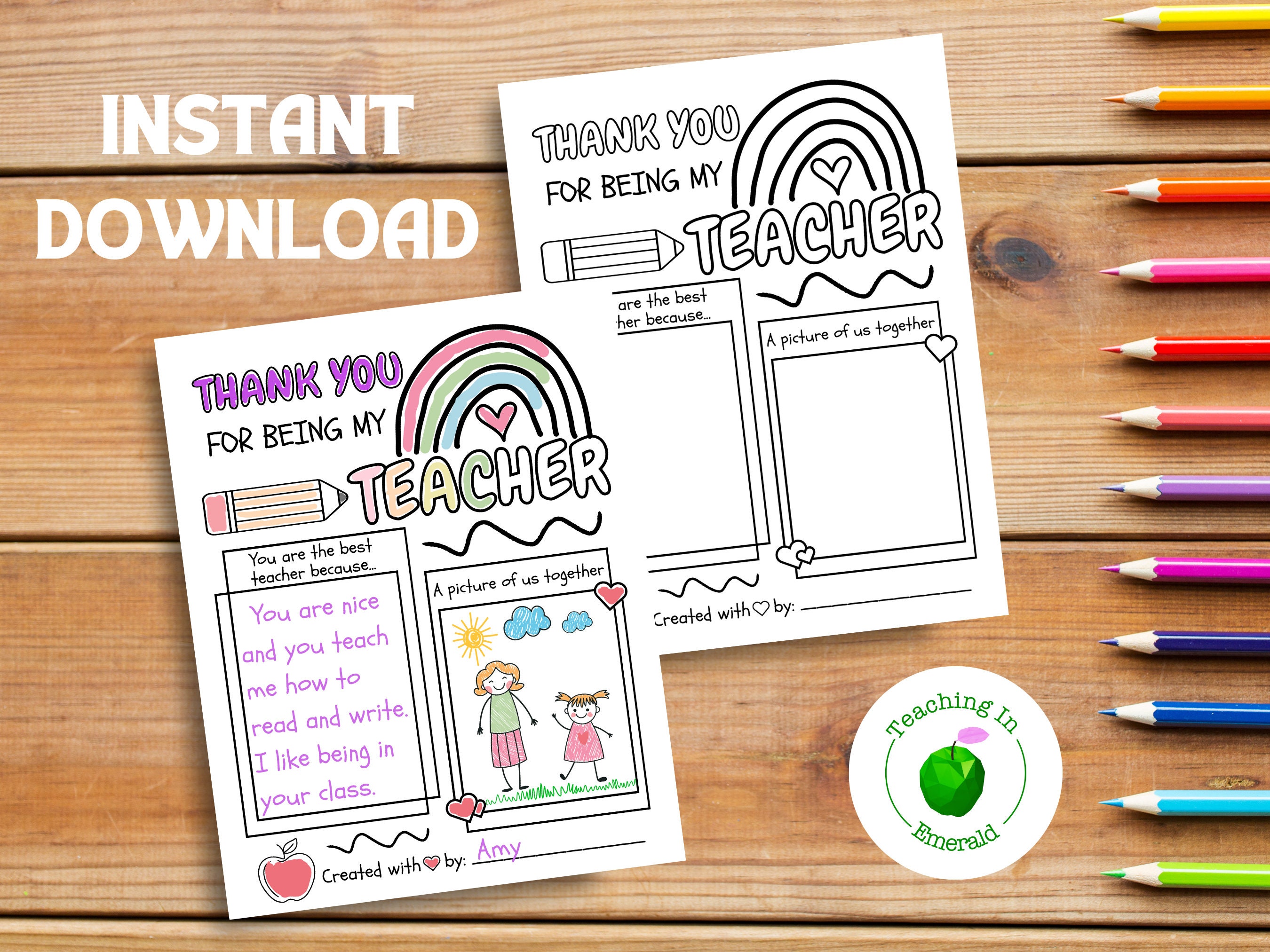 Teacher Appreciation Printable, Teacher Appreciation Week Gift, Thank ...