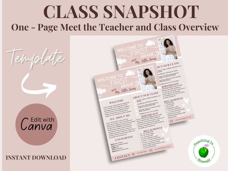 Class Snapshot One Page Meet the Teacher and Class Overview, Teacher ... Class Snapshot One Page Meet the Teacher and Class Overview, Teacher ...