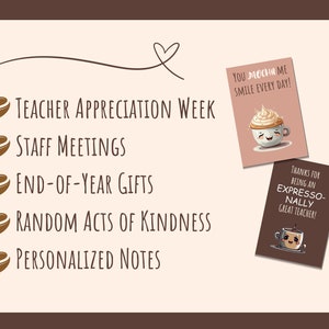 Coffee Teacher Appreciation Cards, Printable Thank You Card, Thank You ...