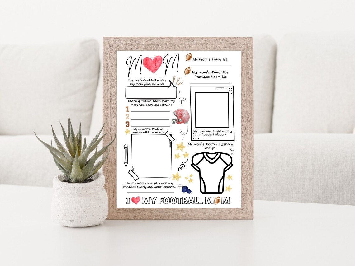 Football, All About Mom, Birthday Gift, All About My Mom Printable ...