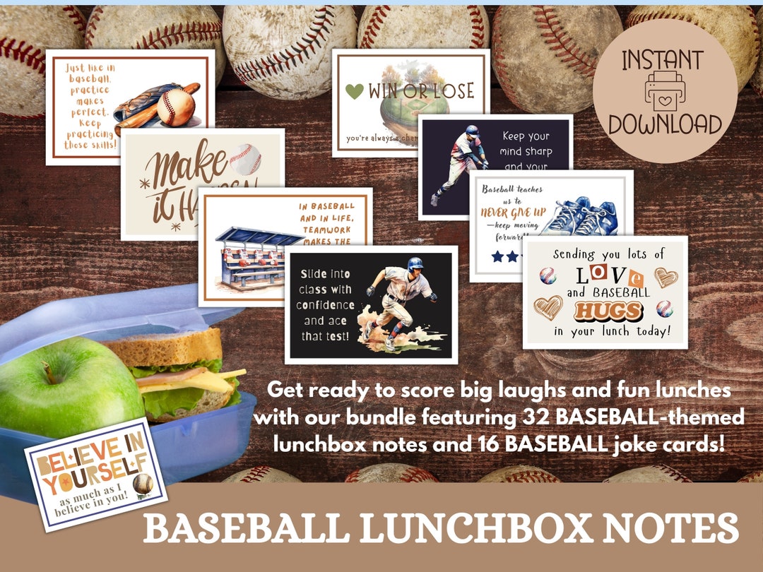 Baseball Lunch Box Notes for Kids, Positive Affirmations, Encouraging ...
