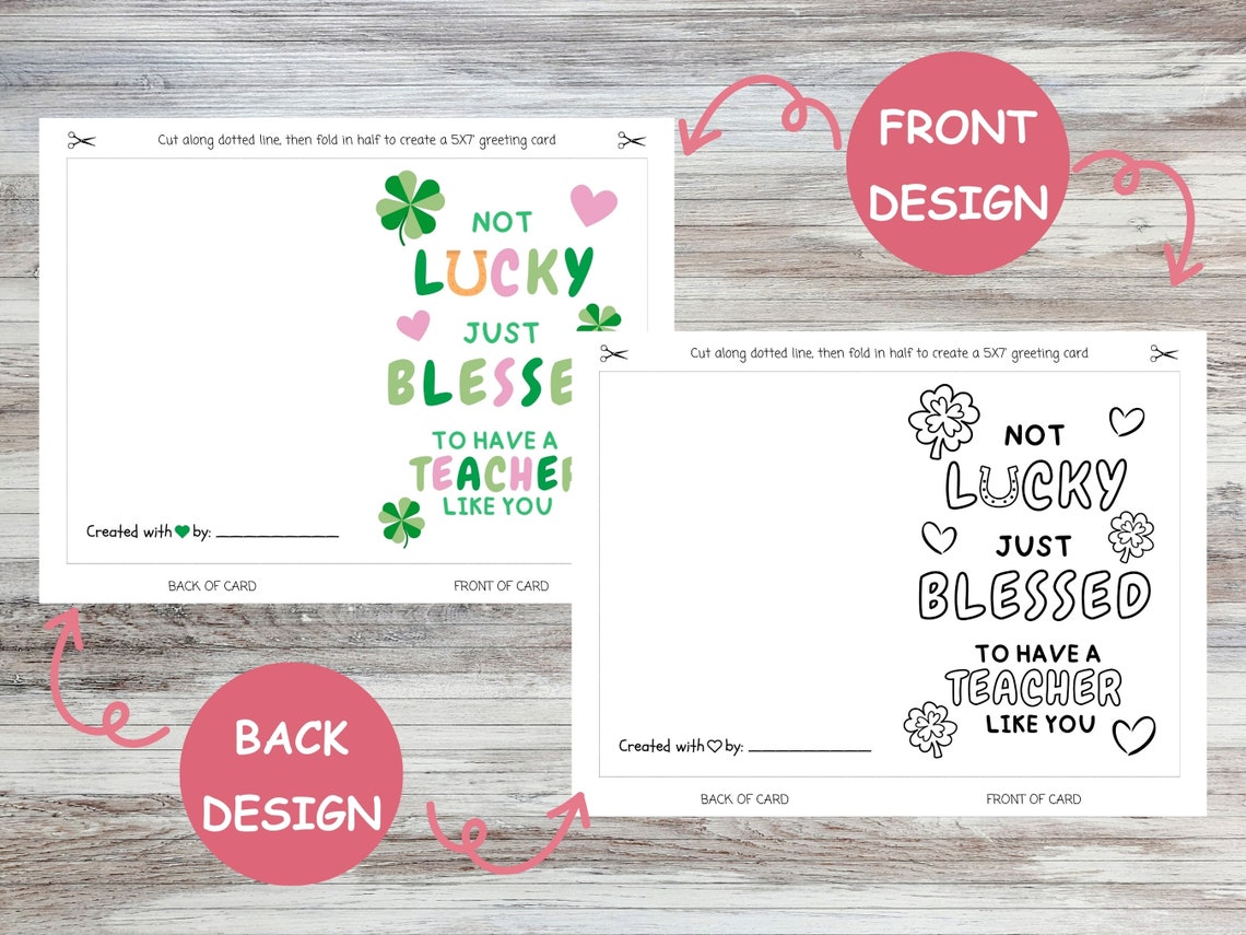 PRINTABLE St. Patrick's Day, Coloring Teacher Card, Thank You Teacher ...