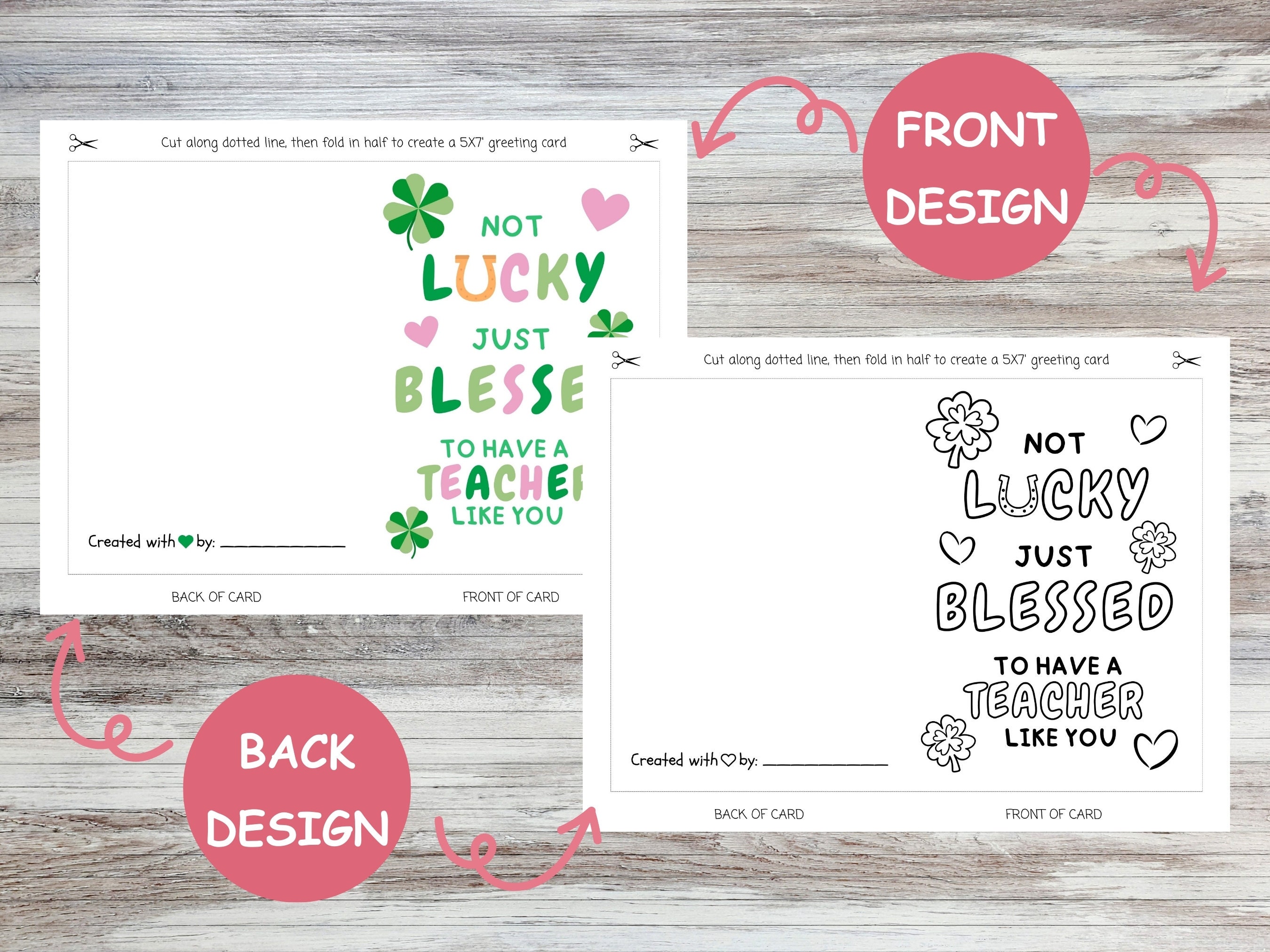 PRINTABLE St. Patrick's Day, Coloring Teacher Card, Thank You Teacher ...