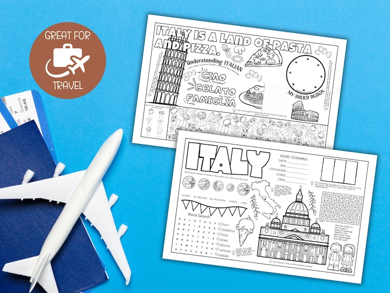Italy Themed Printable Activity Sheet, Placemat for Kids – Word Search ...
