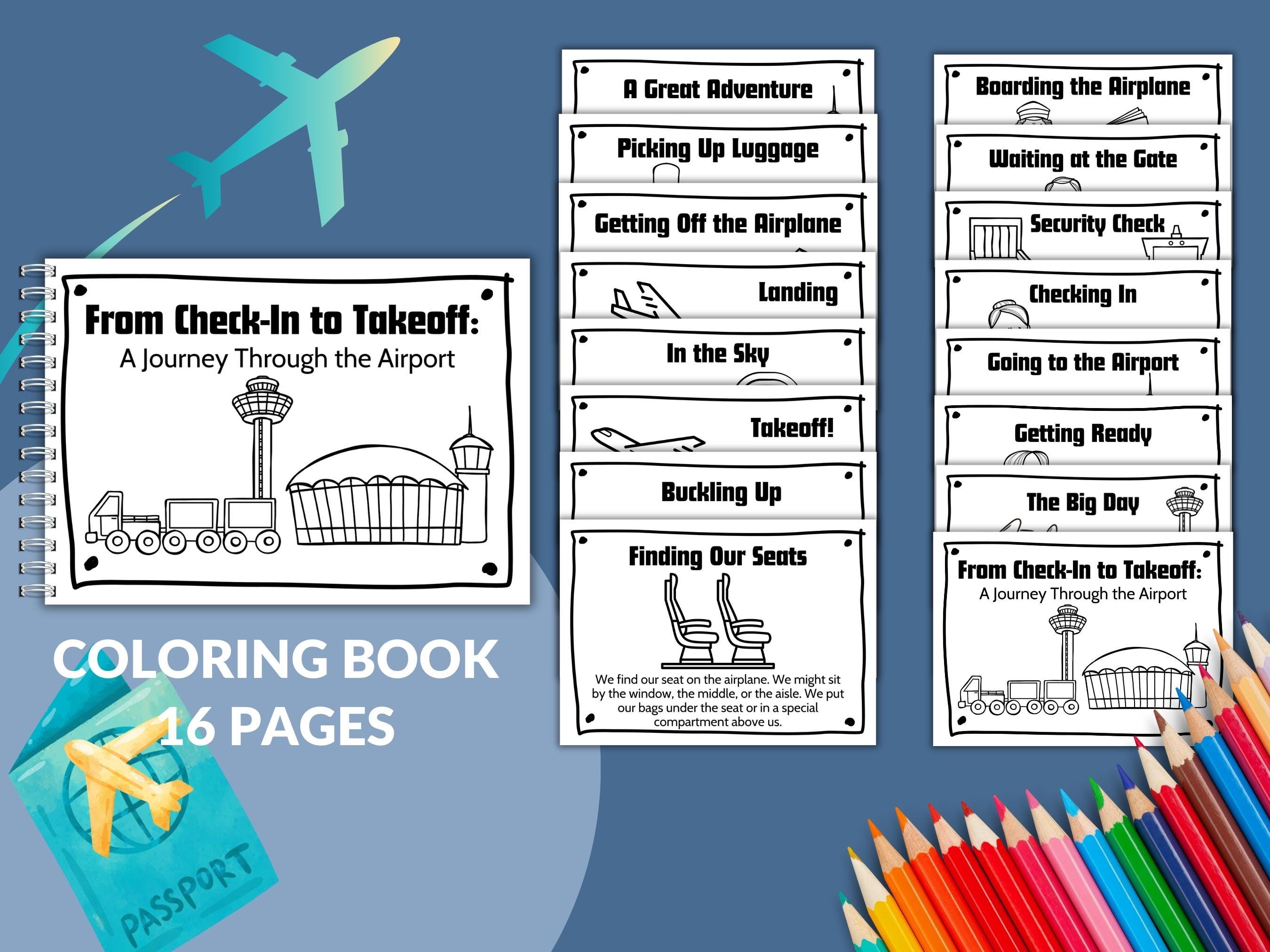 Airport Social Story, Airplane Coloring, Airplane Activity Book, Travel ...