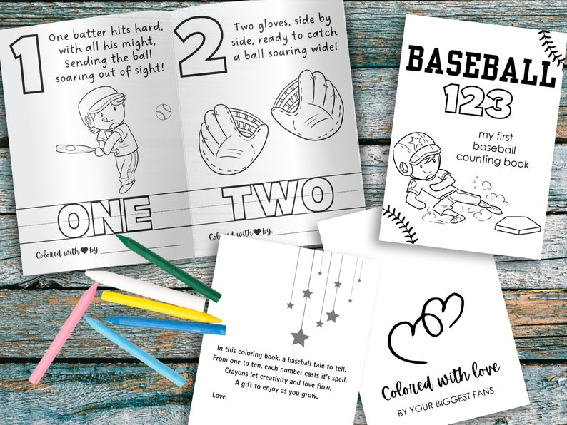 Baseball Book, Baby Shower, Number Book, 123 Coloring Book, Baby's ...