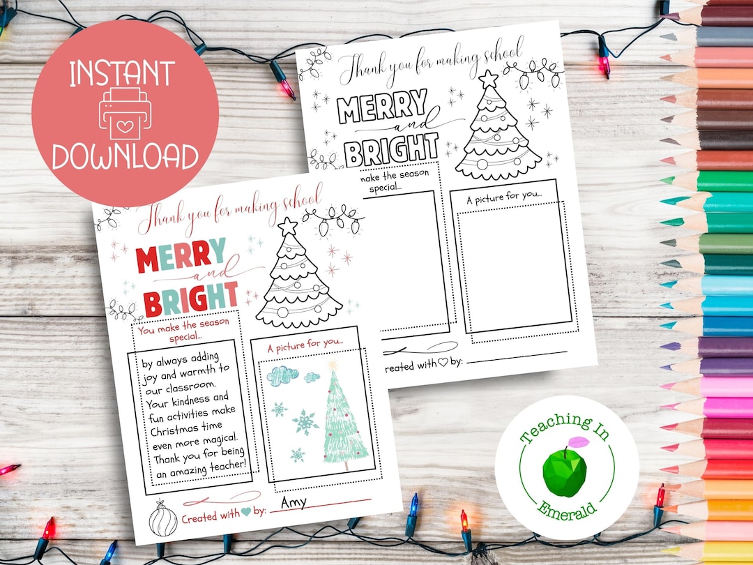 Printable Thank You for Making School Merry and Bright, Teacher ...