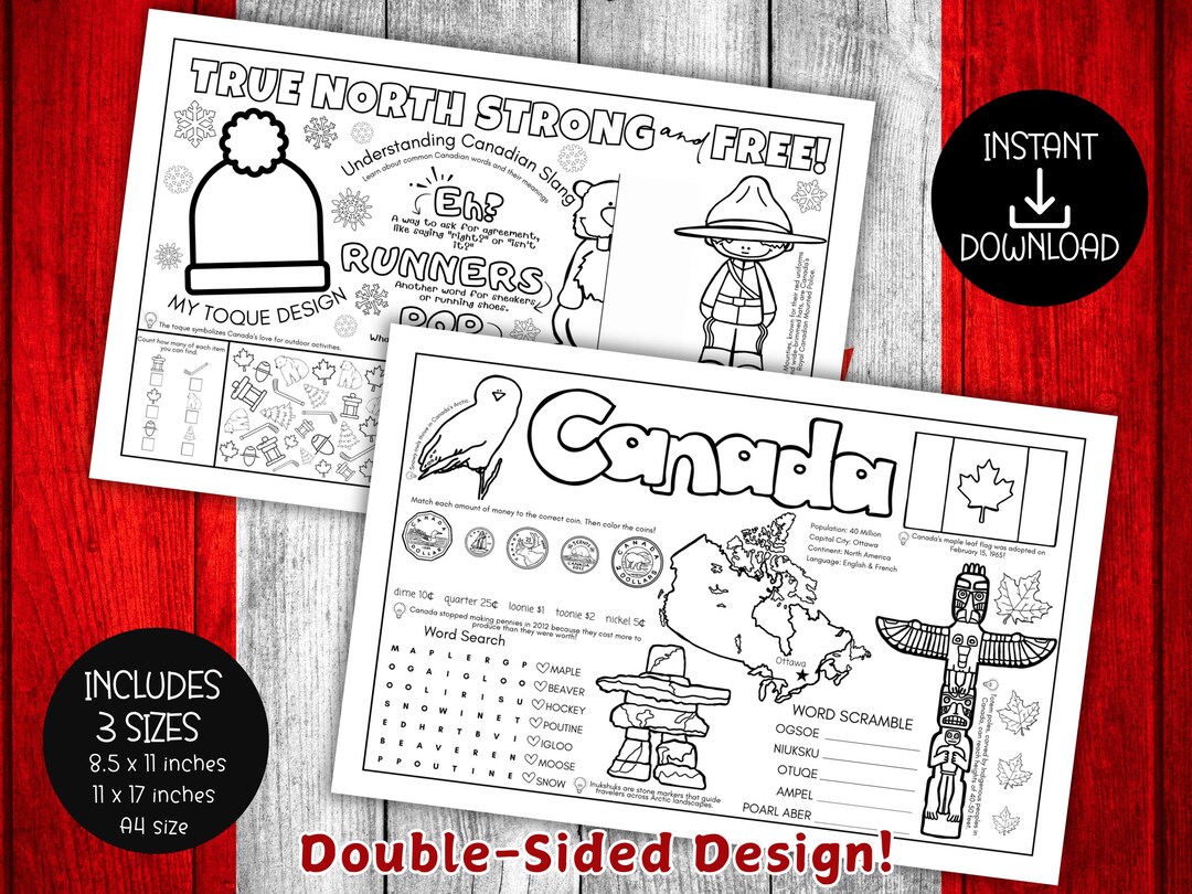 Canada Themed Printable Activity Sheet, Placemat for Kids – Word Search ...
