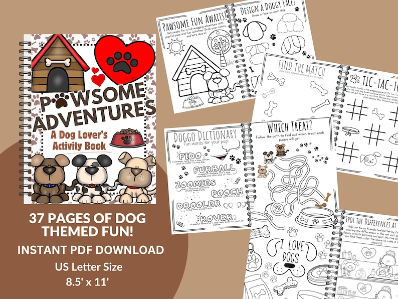Dog Activity Bundle, Printable Activities for Kids, Dog Coloring ,fun ...