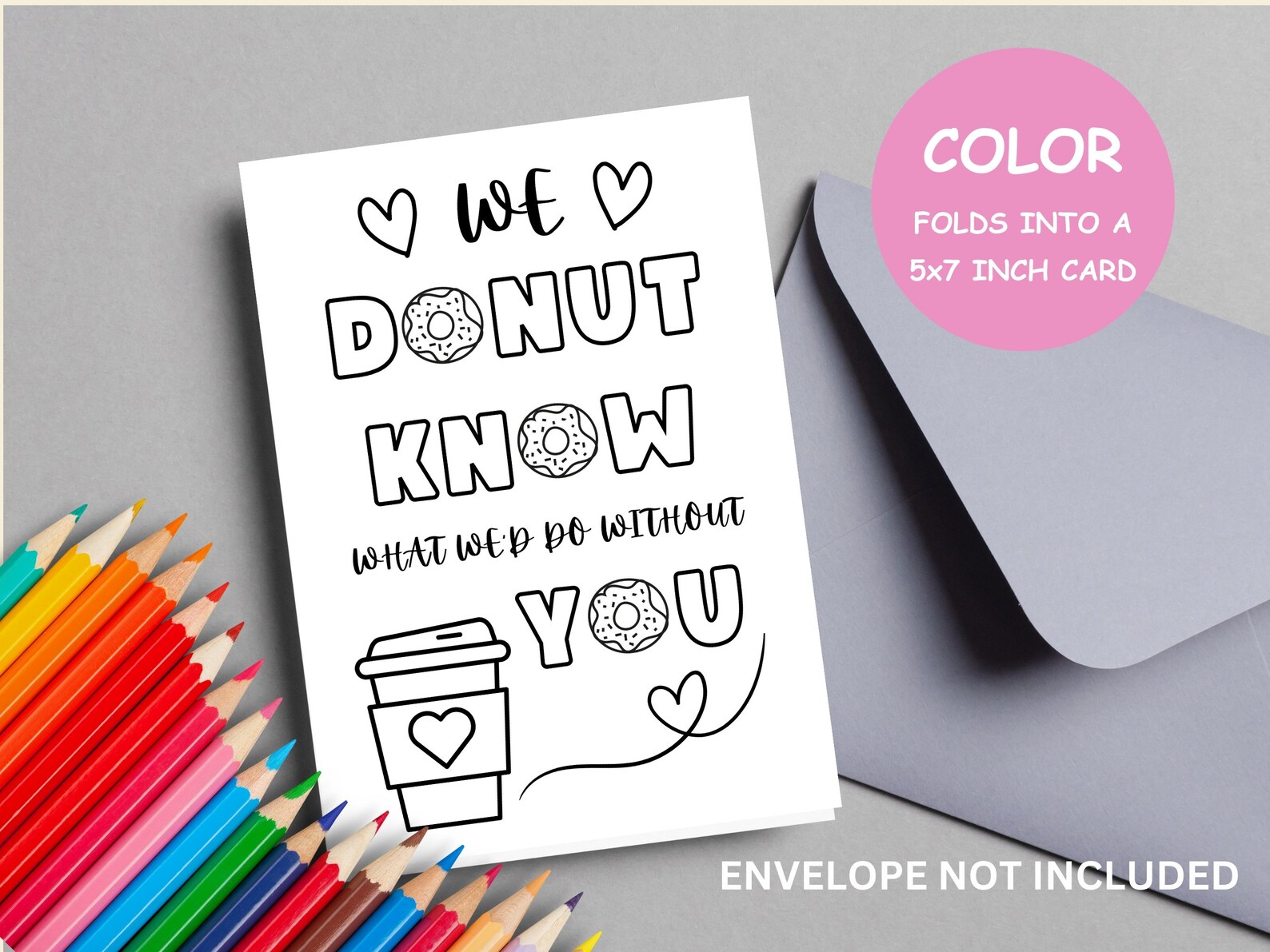 PRINTABLE Donut, Coloring Teacher Card, Thank You Teacher, Teacher ...
