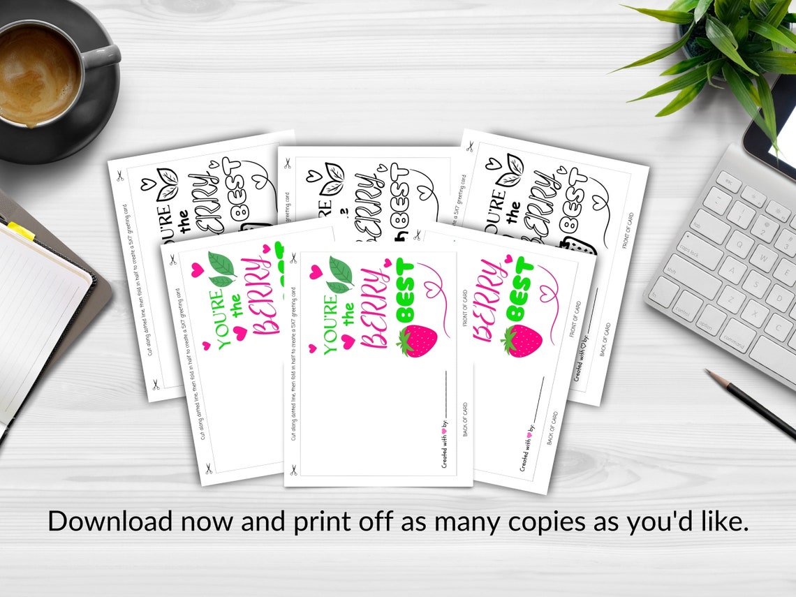 PRINTABLE You're the Berry Best Coloring Teacher Card, Thank You ...