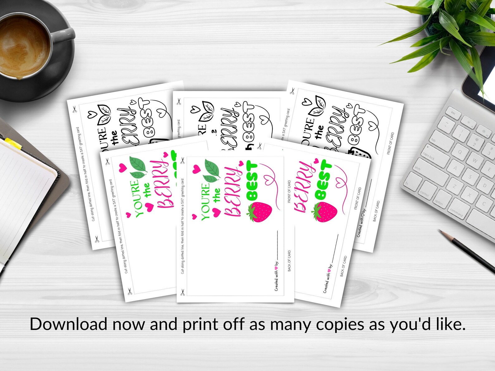 PRINTABLE You're the Berry Best Coloring Teacher Card, Thank You ...