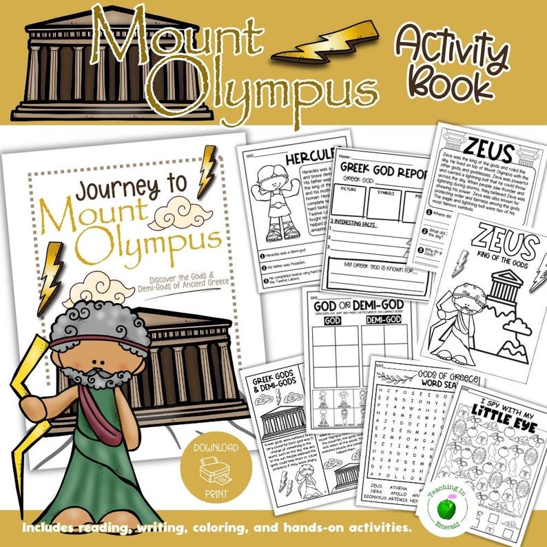 Greek Mythology Activities for Kids, Greek Gods Unit, Printable ...