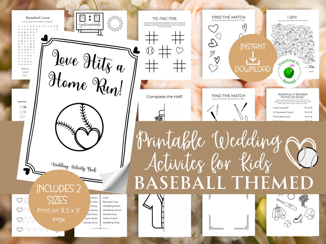 Kids Baseball Themed Wedding Activity Pack Wedding Activity Book ...