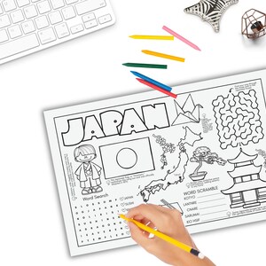 Japan Themed Printable Activity Sheet, Placemat for Kids – Word Search ...