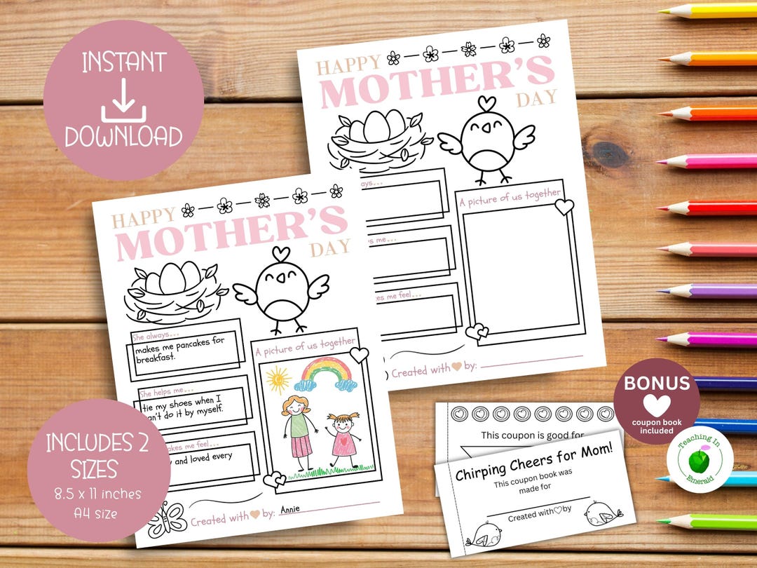 Cadeau à imprimer pour la fête des mères, pages à colorier pour la fête ...