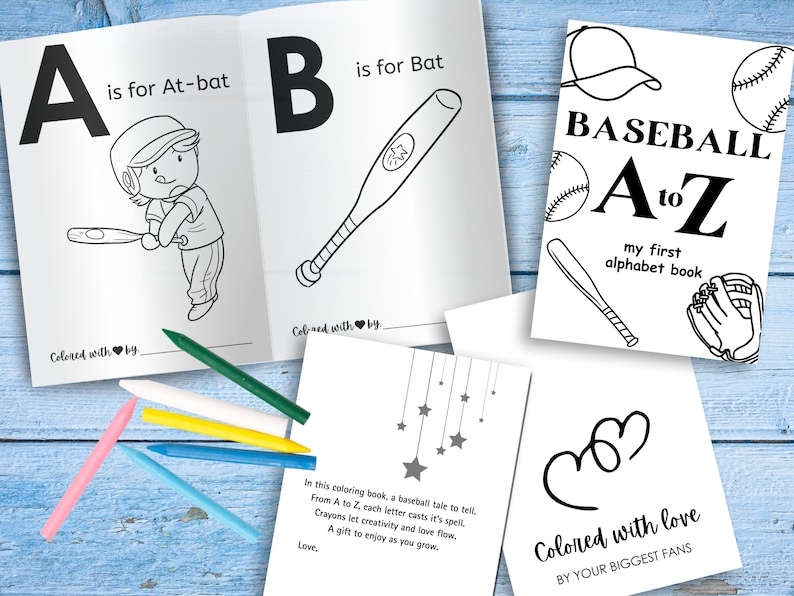 Baseball ABC Book Baby Shower, Alphabet Book Baby Shower, ABC Coloring ...