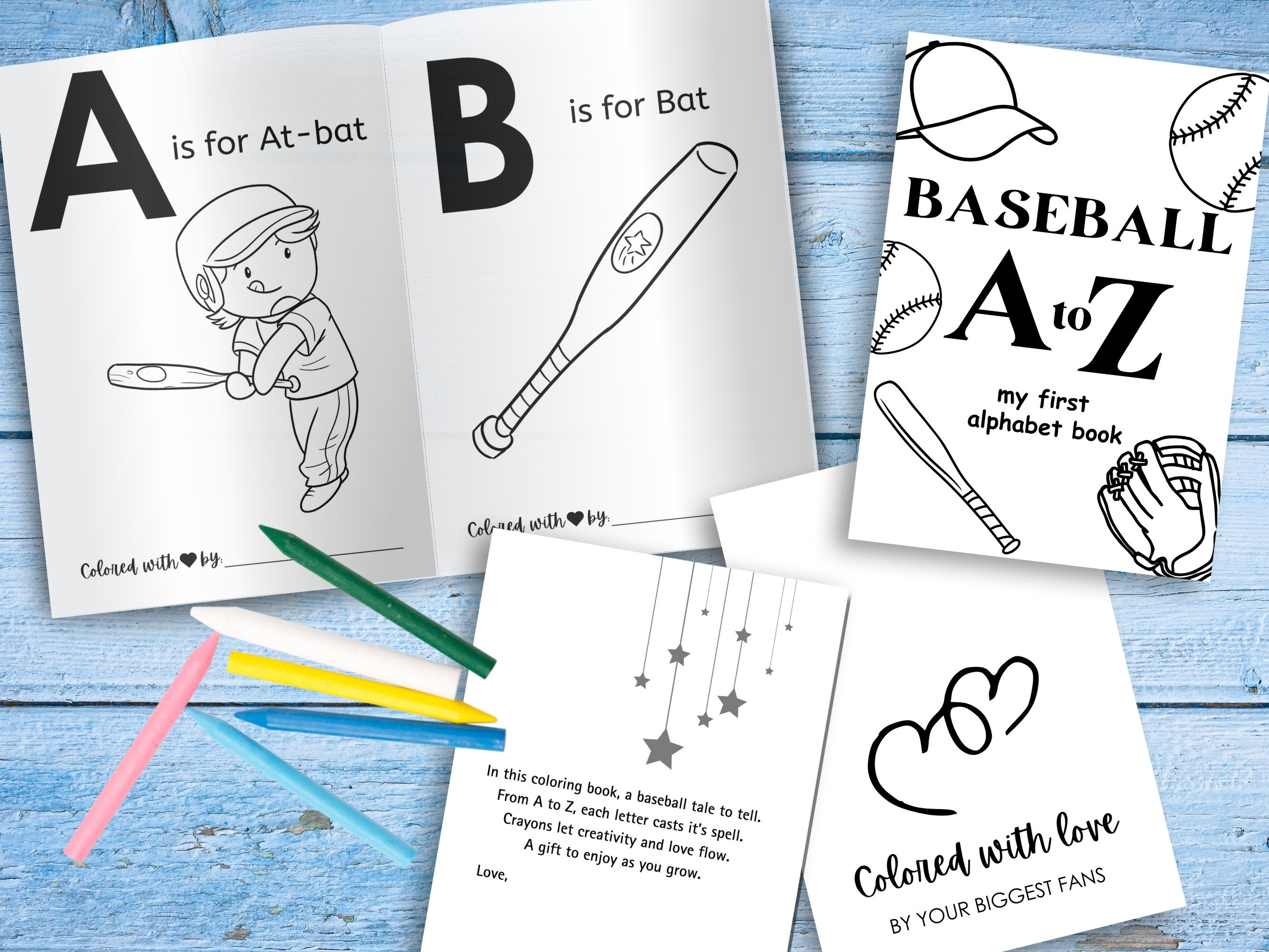 Baseball ABC Book Baby Shower, Alphabet Book Baby Shower, ABC Coloring ...