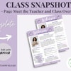 Class Snapshot - One Page Meet the Teacher and Class Overview, Teacher ...