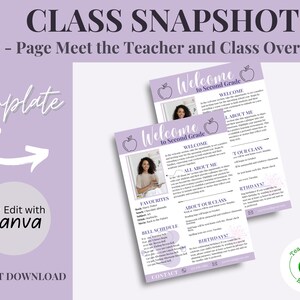 Class Snapshot - One Page Meet the Teacher and Class Overview, Teacher ...