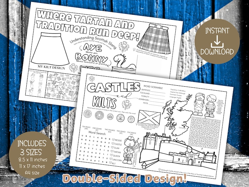 Scotland Themed Printable Activity Sheet, Placemat for Kids – Word ...