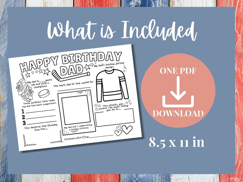 Happy Birthday Dad Hockey Coloring Page, Printable All About Dad, Dad's ...