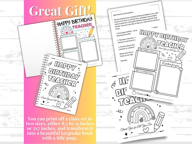 Teacher Birthday Printable, Teacher Birthday Card, Thank You Teacher ...