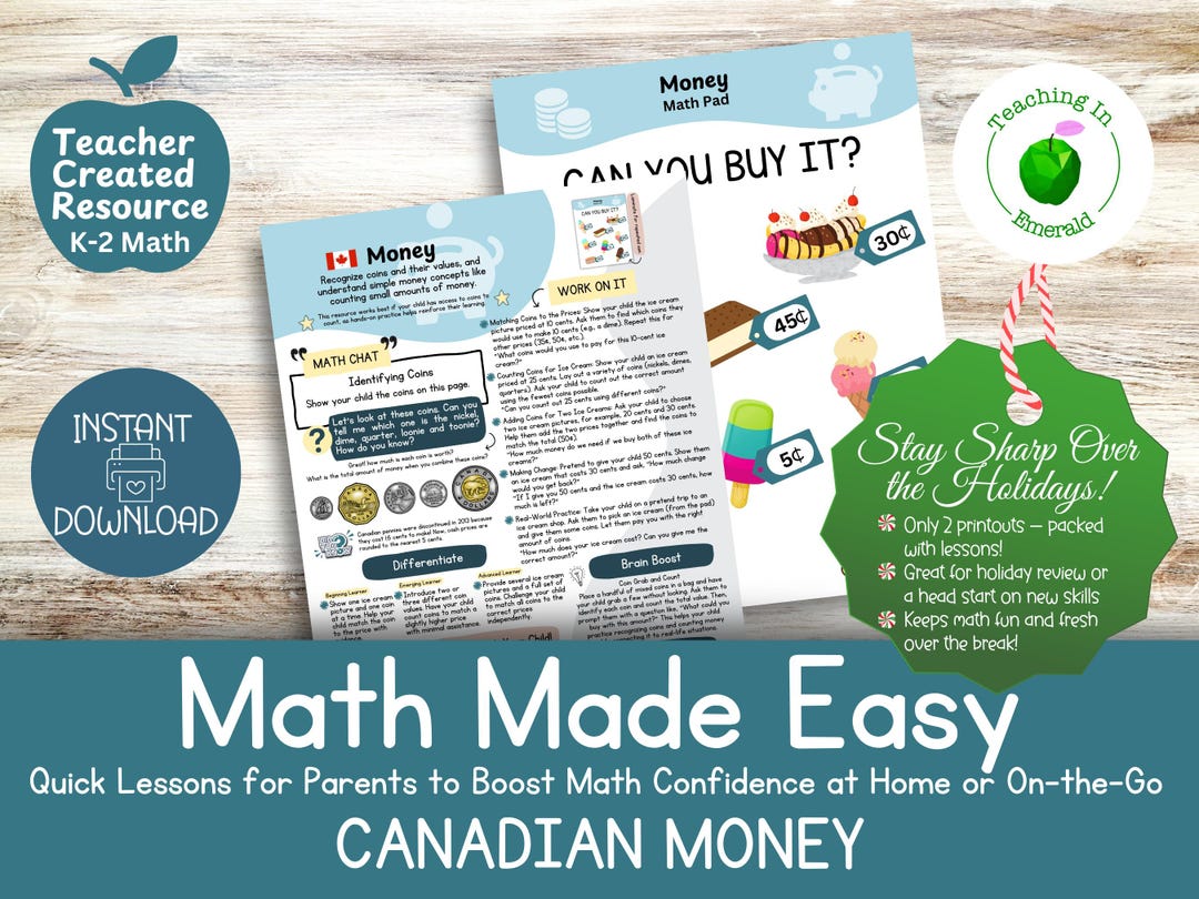 Canadian Money, Printable Math Mini Unit PDF for Parents, On-the-go ...