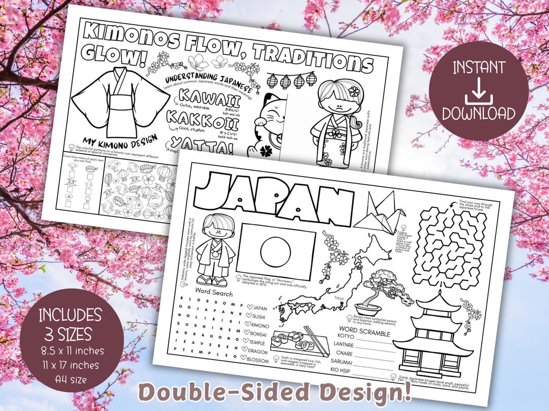 Japan Themed Printable Activity Sheet, Placemat for Kids – Word Search ...